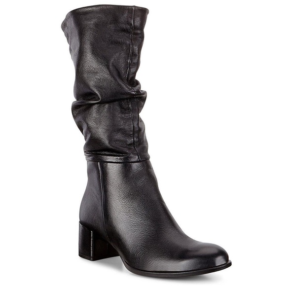Ecco | Shoes | Like New Ecco Shape 35 Black Leather Slouch Boot Size 9 ...